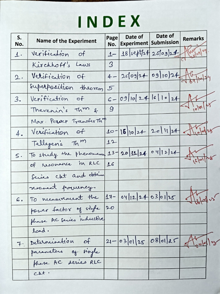 Experiment Submission Index Document | PDF