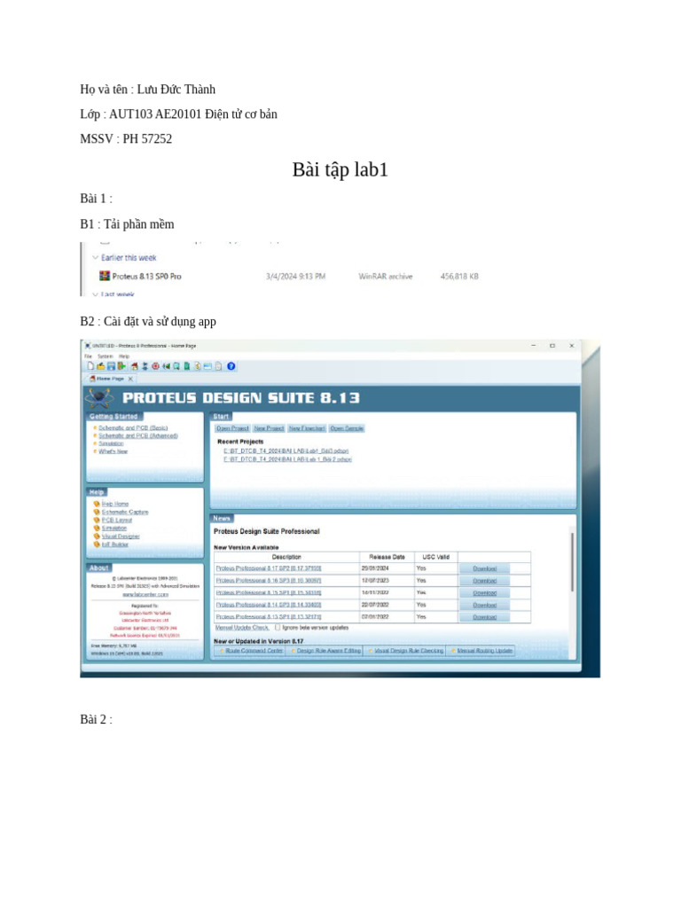 thanhldph57252_LAB1_AUT103 AE20101 Điện tử cơ bản | PDF