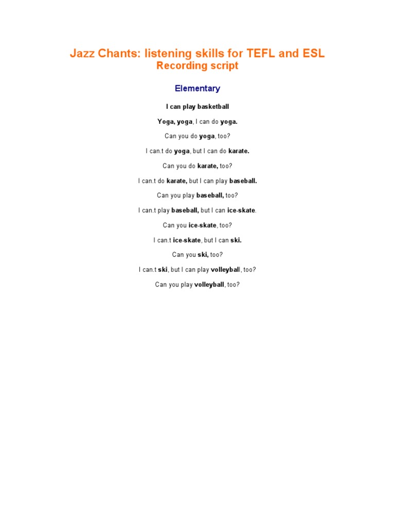 Song Jazz Chants | PDF