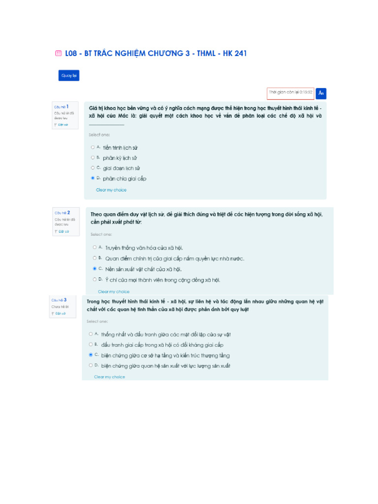 Quiz Triết C3 | PDF