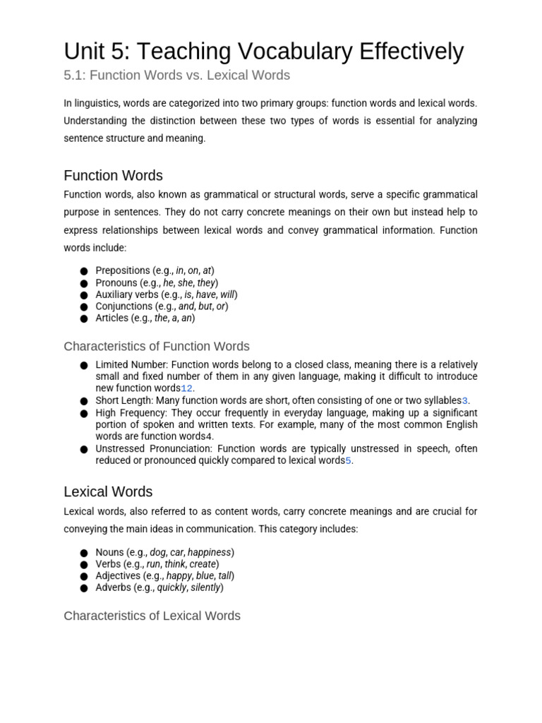Unit 5 - Teaching Vocabulary Effectively | PDF | Word | Part Of Speech
