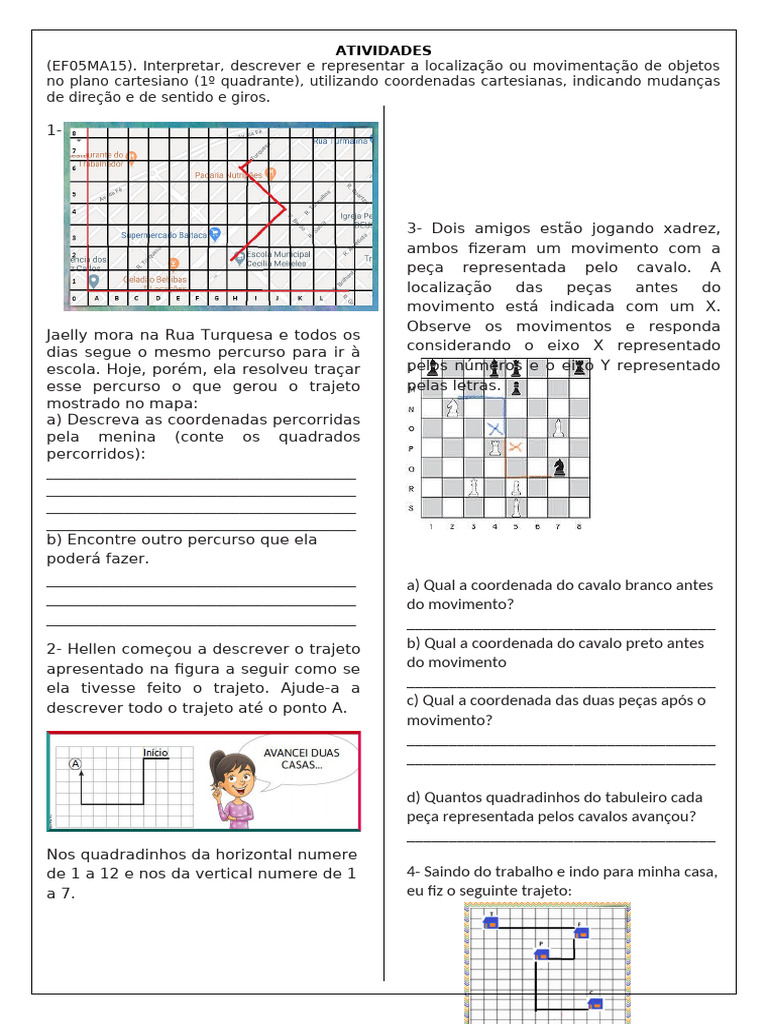 Atividades sobre o Plano Cartesiano 5º Ano | PDF | Sistema de ...