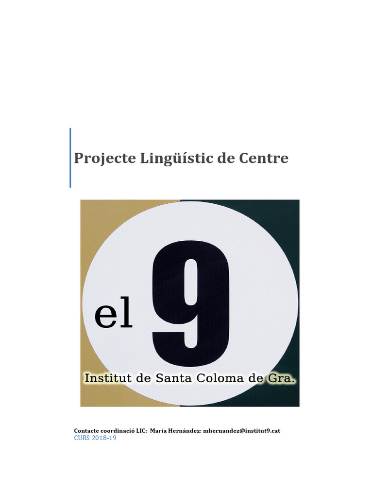 Projecte Lingüístic de Centre Institut9 | PDF