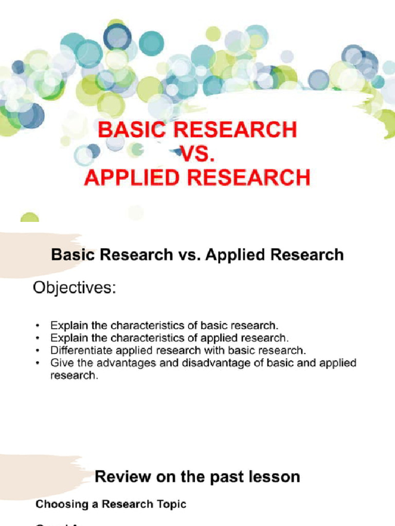Basic Versus Applied | PDF