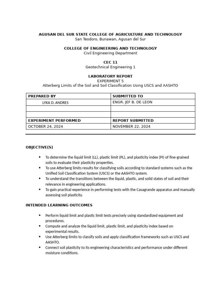 Andres Lyka D. Laboratory 5 | PDF | Soil | Soil Science