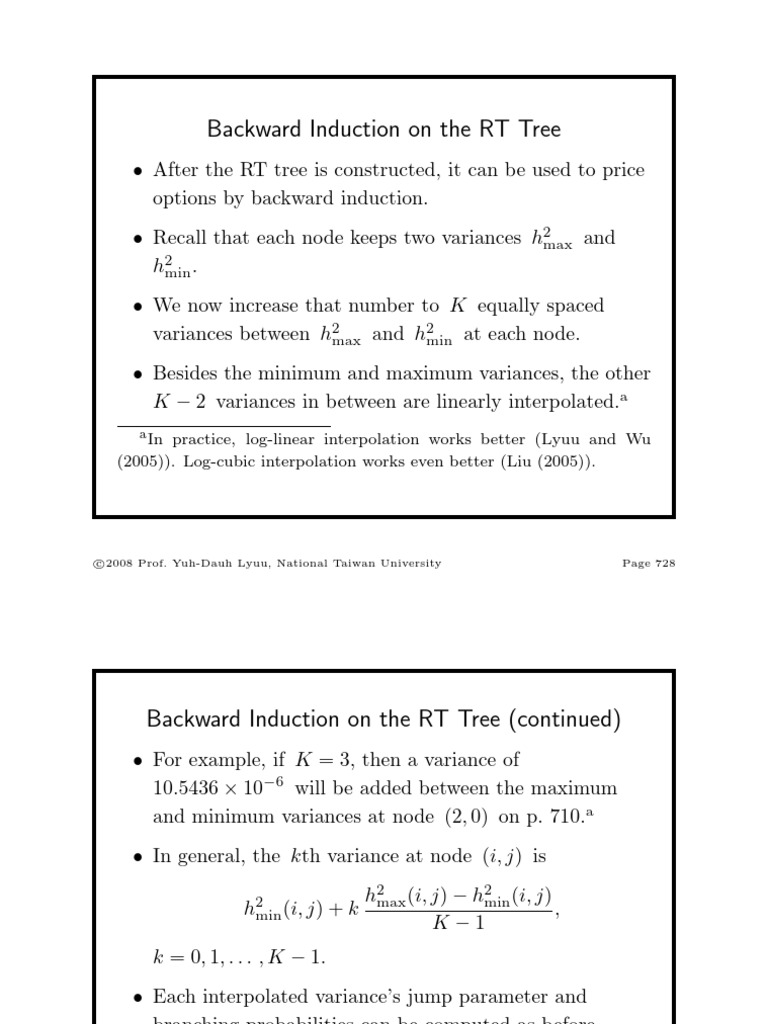 Backward Induction On The RT Tree | PDF | Yield Curve | Option (Finance)