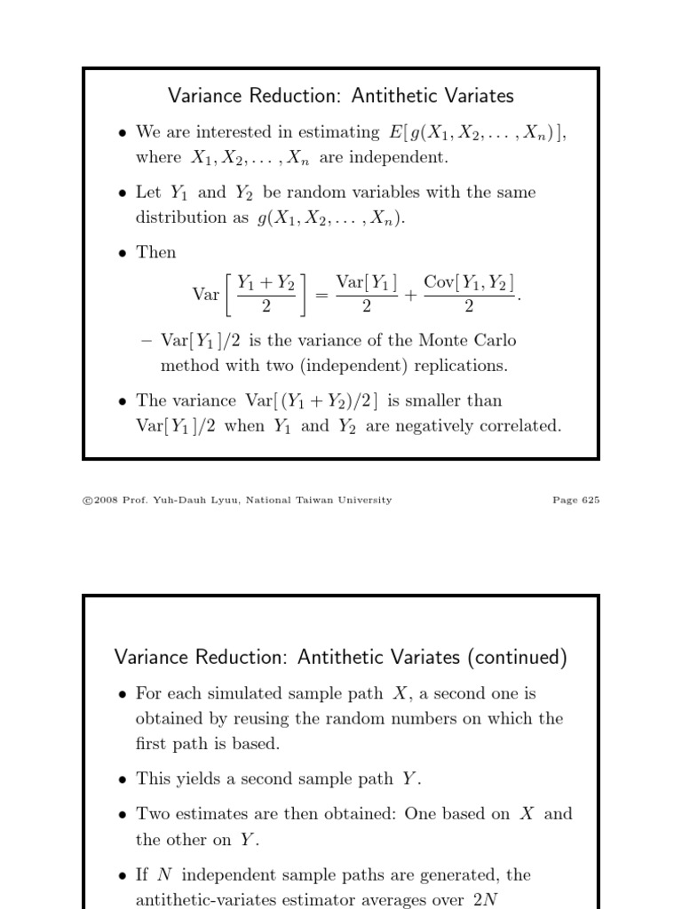 Variance Reduction - Antithetic Variates | PDF | Matrix (Mathematics ...