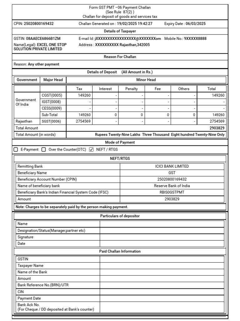 GST Challan | PDF
