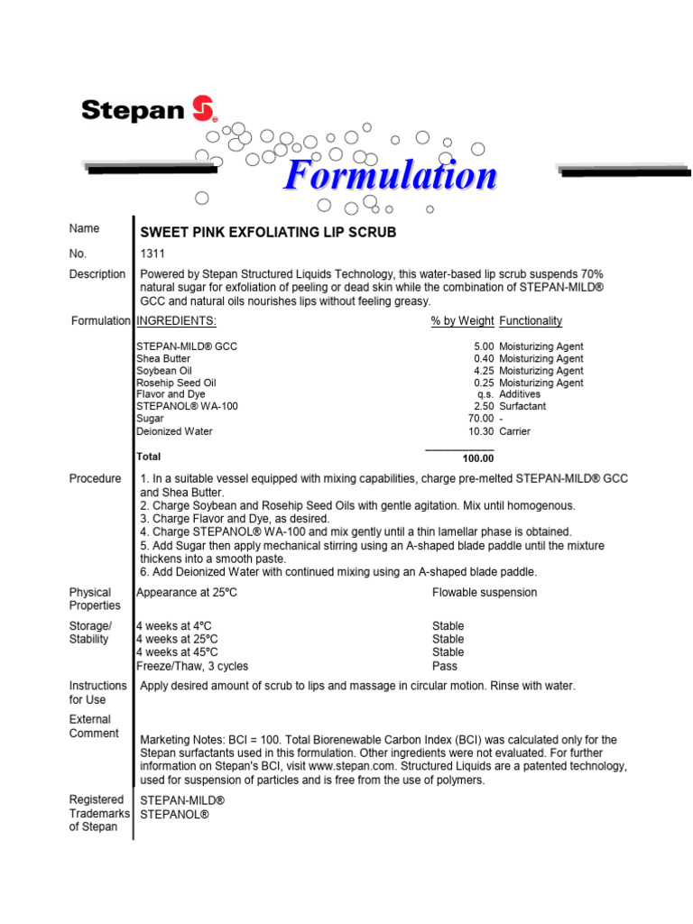 Stepan Formulation 1311 | PDF | Legal Liability