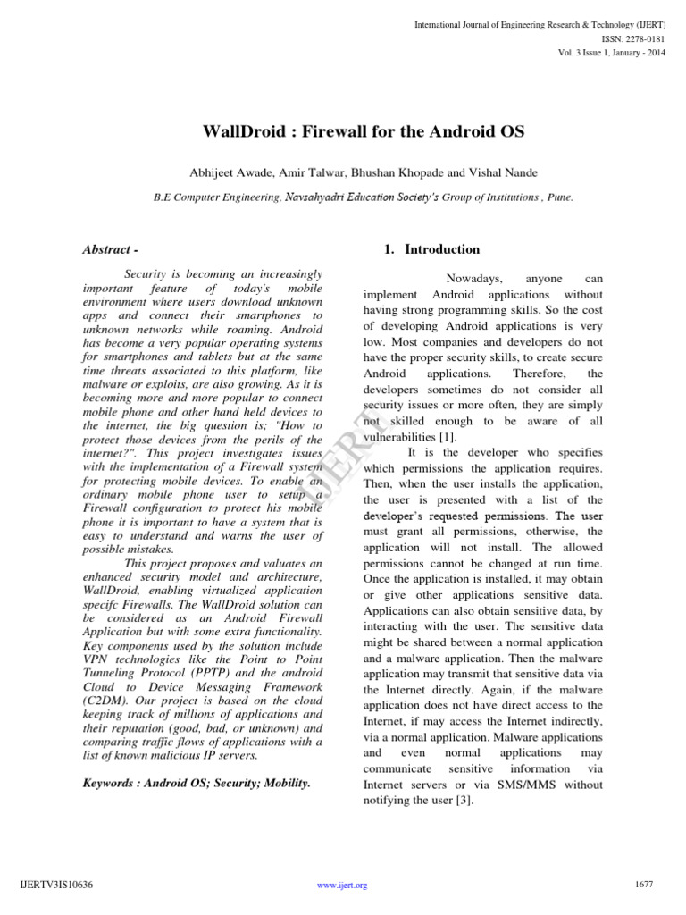 WallDroid Firewall For The Android | PDF | Java (Programming Language) | Malware