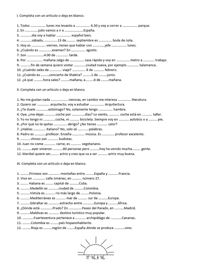 Uso de artículos en español | PDF