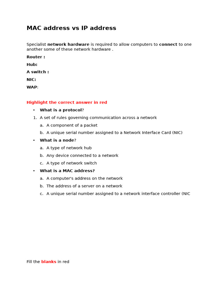 MAC vs IP Address Explained | PDF | Computer Network | Ip Address