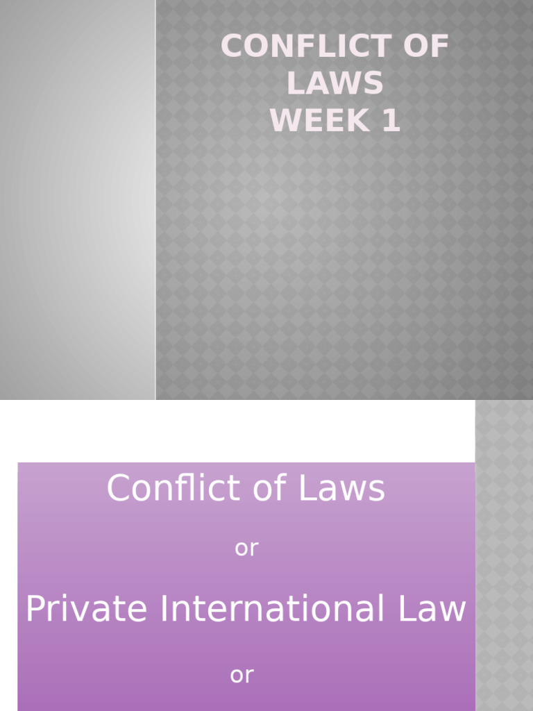 Conflict of Laws Slides | PDF | Choice Of Law | Domicile (Law)