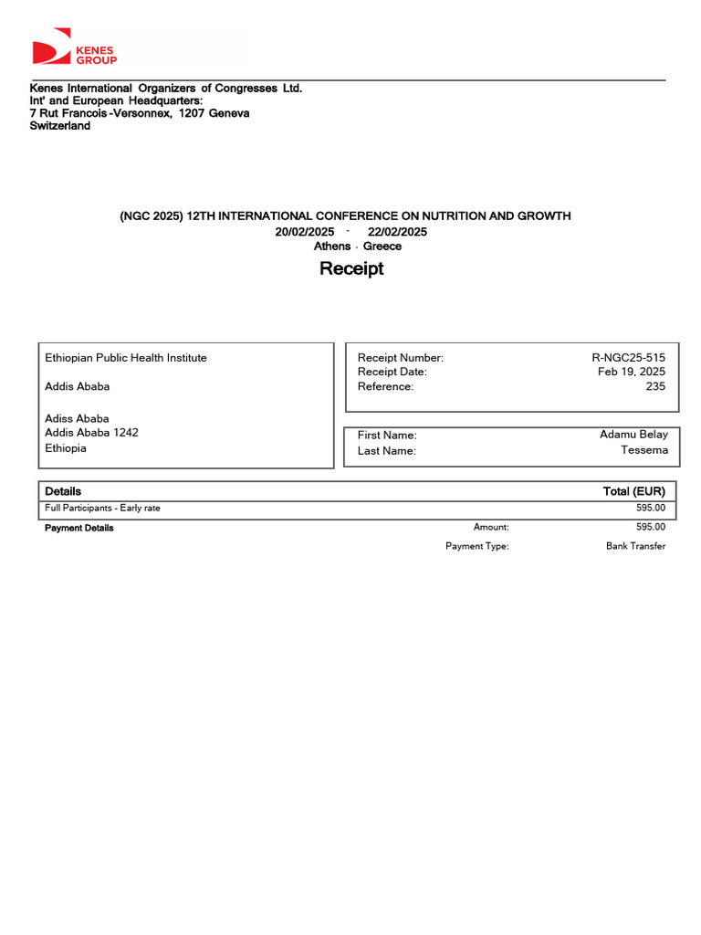 NGC 2025 Conference Receipt Details | PDF