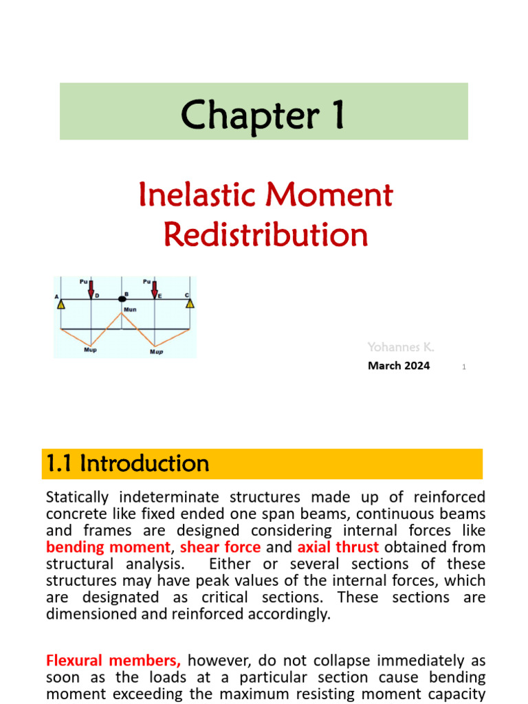 RC II - Chapter 1 - Inelastic - Moment - Redistribution - PPT | PDF ...