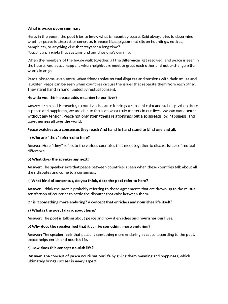 Understanding the Essence of Peace | PDF