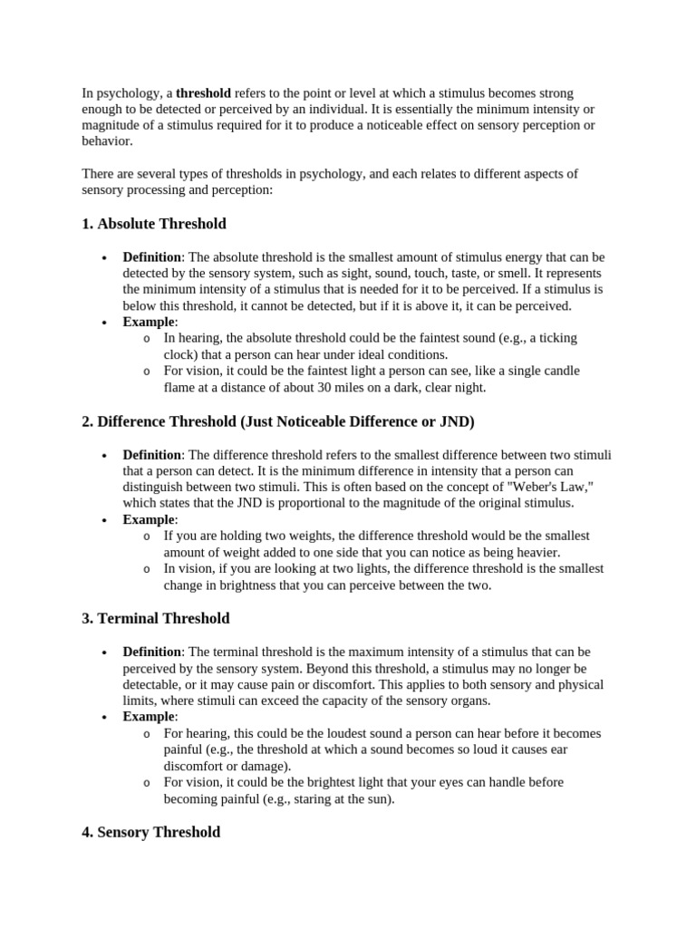Threshold and types | PDF | Perception | Stimulus (Physiology)