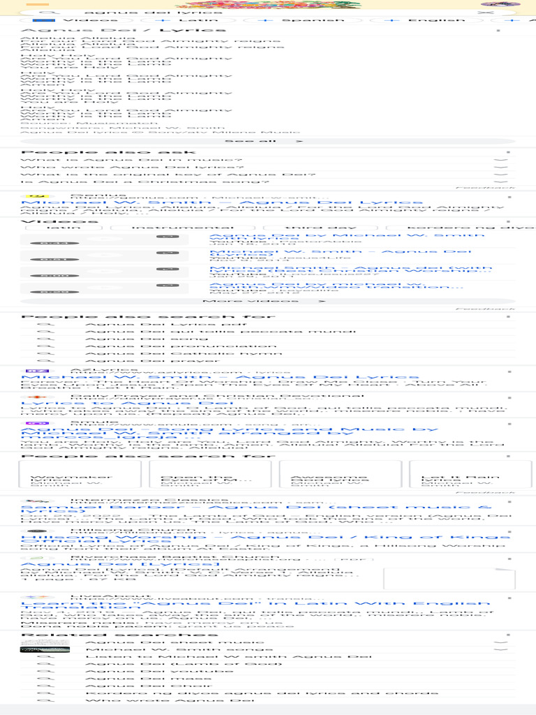 Agnus Dei Lyrics - Google Search | PDF | Lamb Of God | Catholic Liturgy