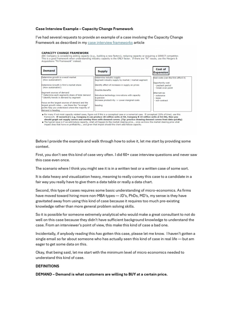 Capacity Change Framework | PDF | Supply (Economics) | Prices