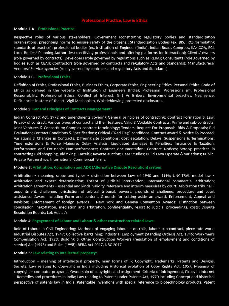 7th sem Syllubus | PDF | Concrete | Alternative Dispute Resolution