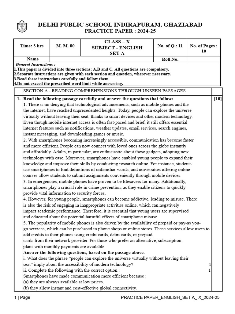 PRACTICE Paper Class 10 202425 1 | PDF | Coral Reef | Coral