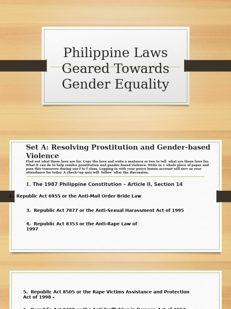 Philippine Gender Equality Laws Overview | PDF
