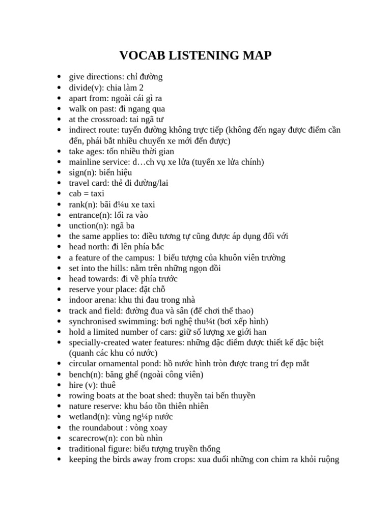 Vocab Listening Map | PDF