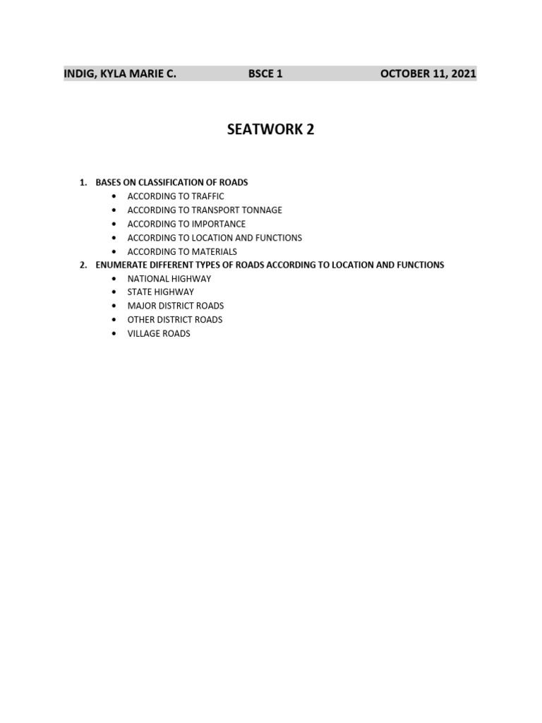 Seatwork Indig | PDF