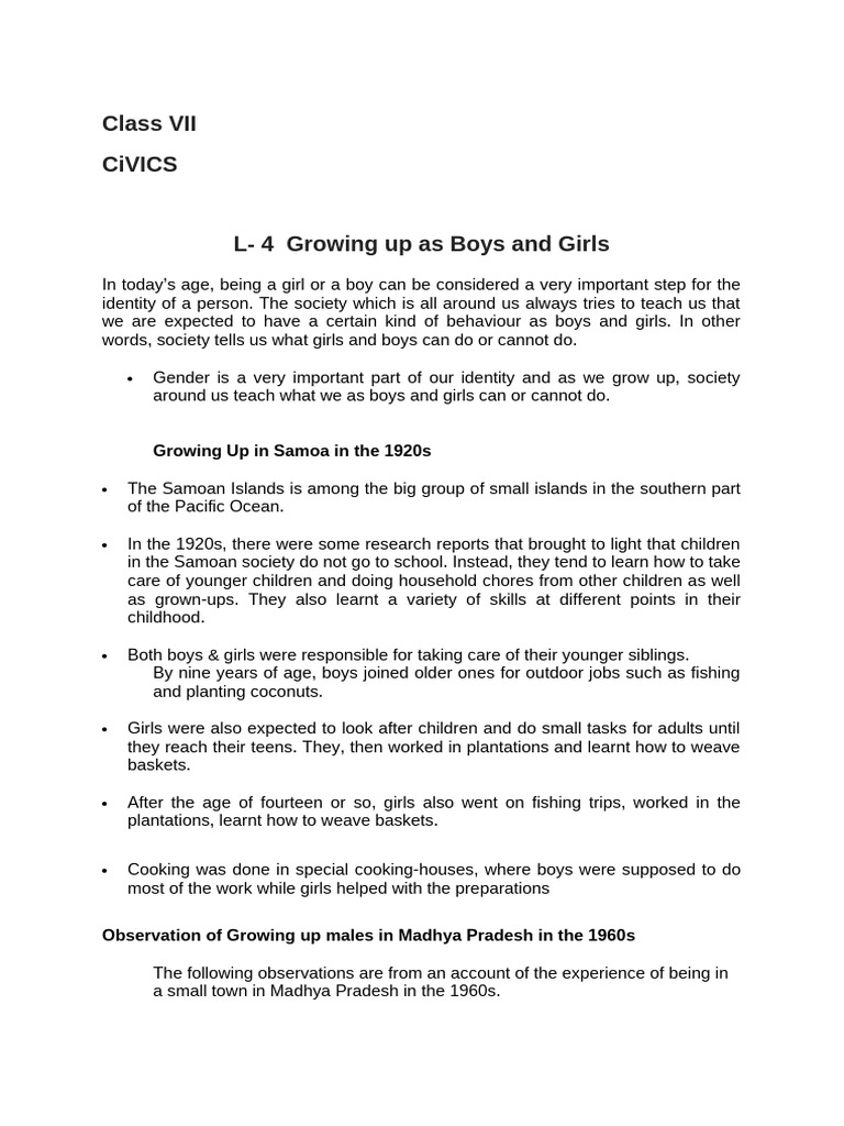 Growing Up Boys and Girls | PDF | Domestic Worker | Gender