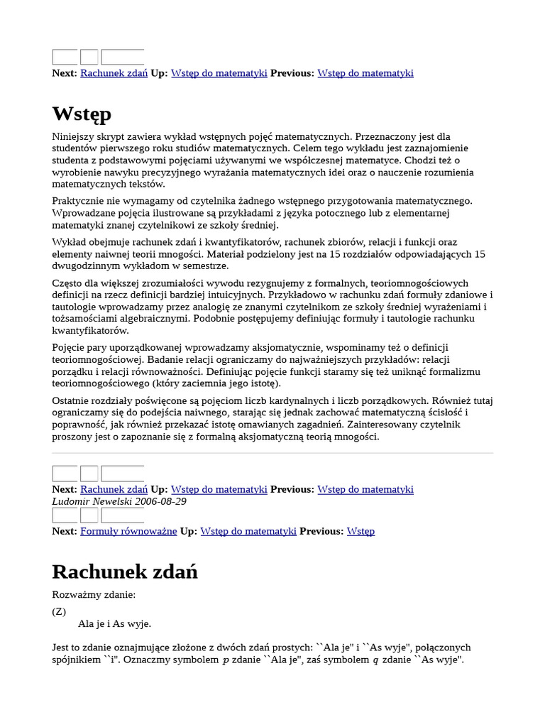 Newelski Ludomir - Wstep Do Matematyki | PDF