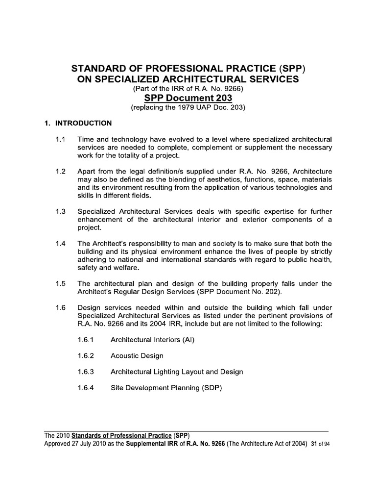 2) Specialized Architectural Services | PDF