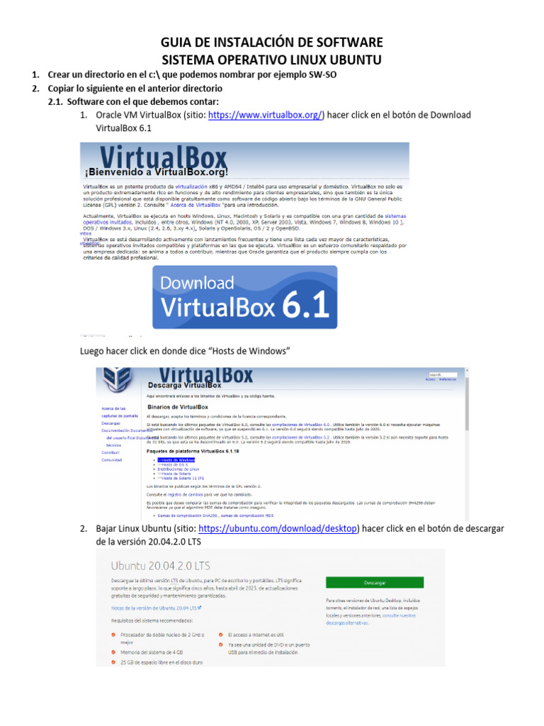 Semana 4 - Guía de Instalación de SO Linux Ubuntu | PDF | Ventana (informática) | Máquina virtual