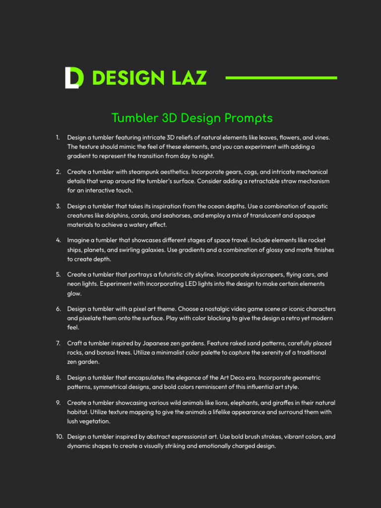 Tumbler 3D Design Prompts | PDF | Pattern | Greek Mythology