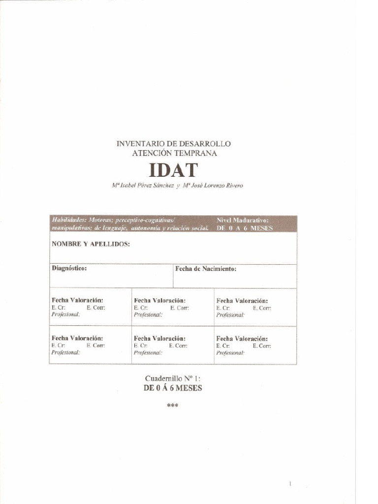 IDAT de 0 A 6 Meses | PDF