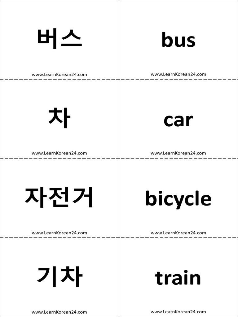 Korean Vehicle Vocabulary Guide | PDF