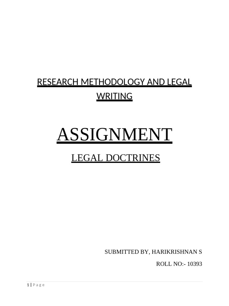 Legal Doctrines Research Methodology Assignment | PDF | Judicial Review ...