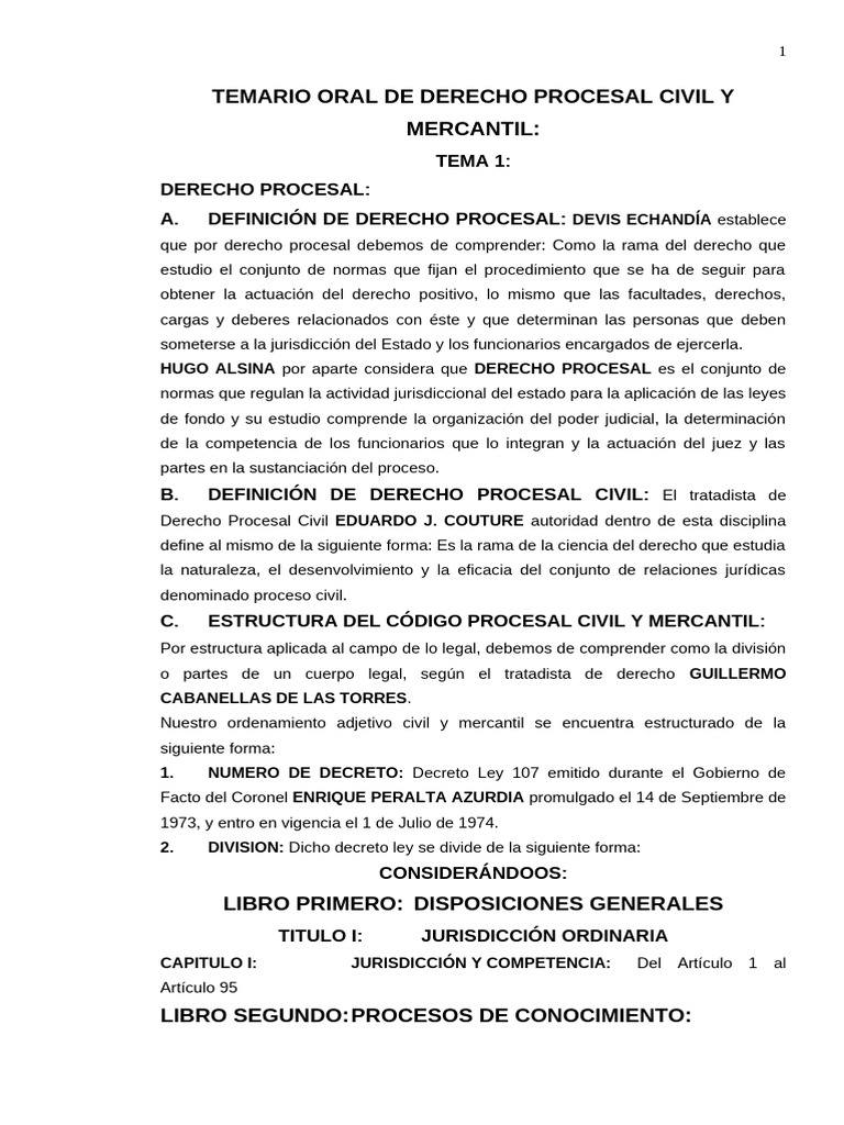 Estructura del Código Procesal Civil | PDF | Ley procesal | Procedimiento Civil