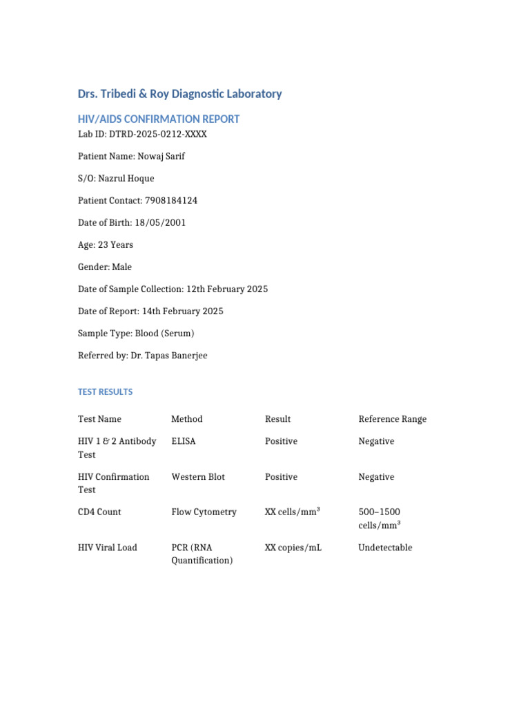 HIV_AIDS_Confirmation_Report | PDF