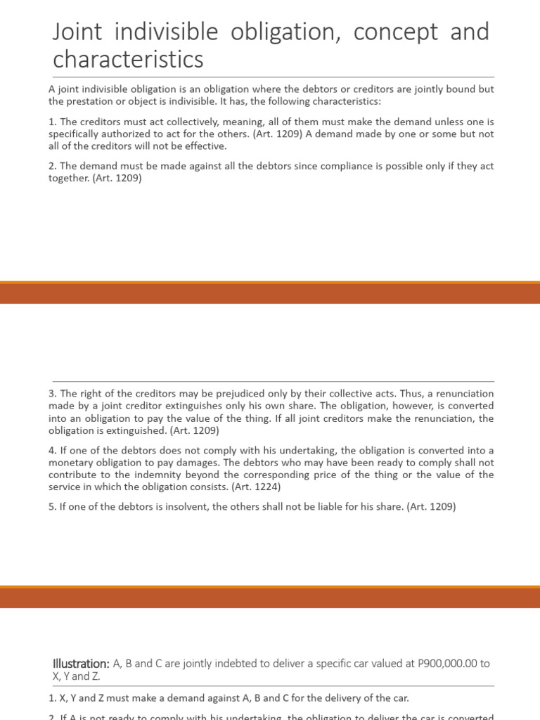 Joint Indivisible Obligation; Payment or Performance | PDF | Legal ...