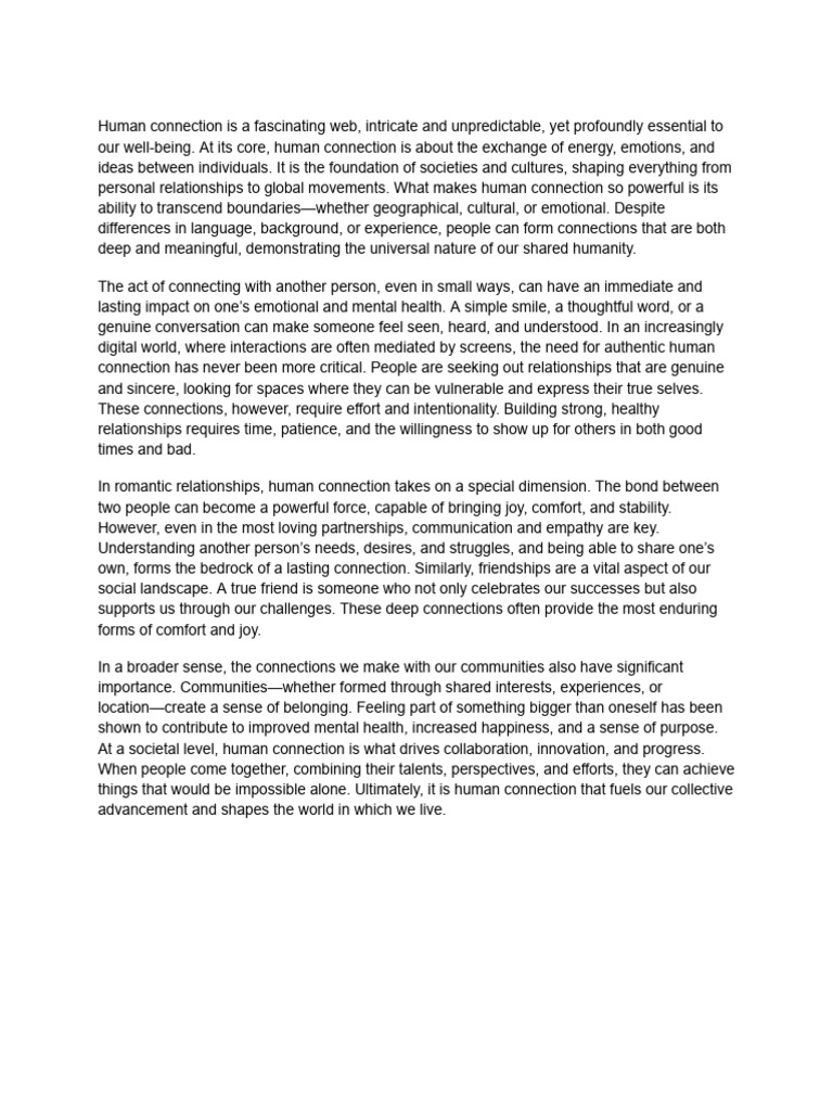 The Intricacies of Human Connection | PDF | Mental Health | Happiness