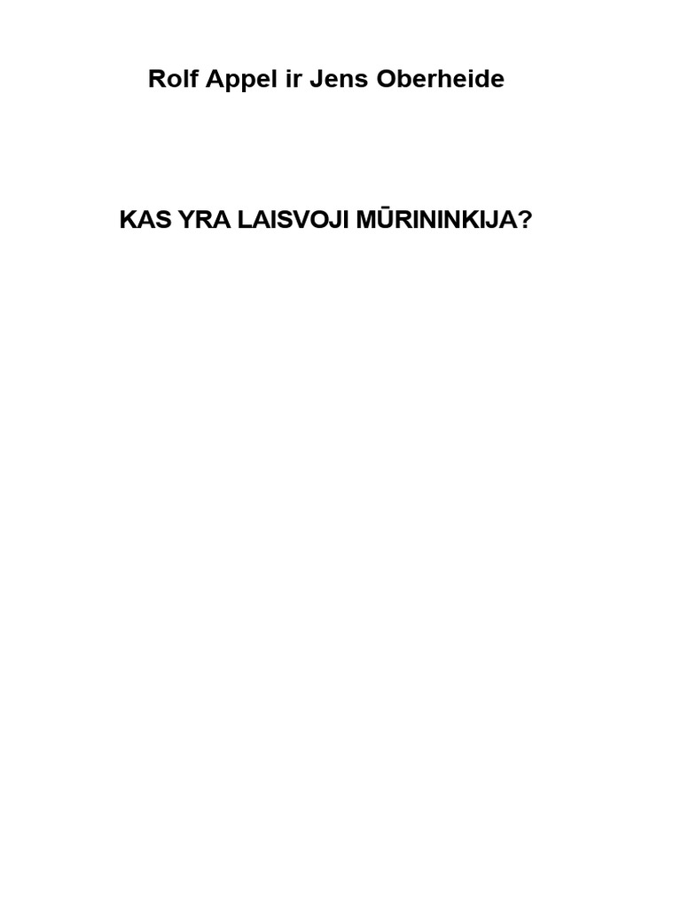 Rolf Appel Ir Jens Oberheide Laisvoji Murininkija | PDF