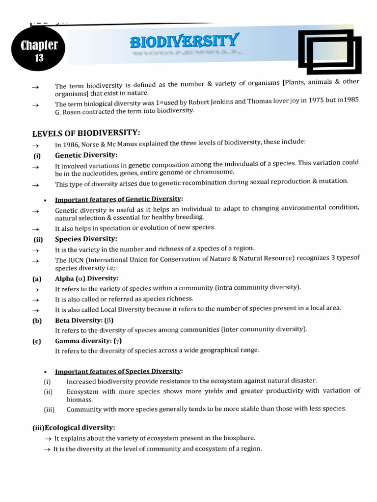 Biodiversity 2 ND Year Final Note 2024 | PDF
