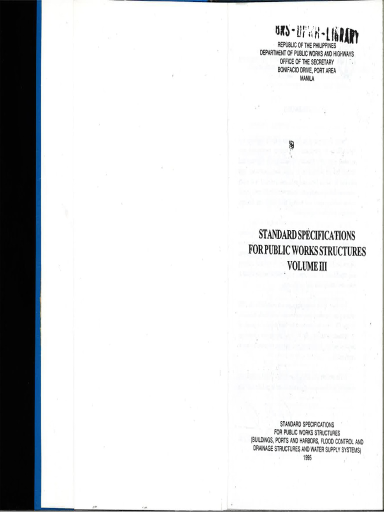 DPWH Standard Specifications For Public Works Structures Vol III 1995 | PDF