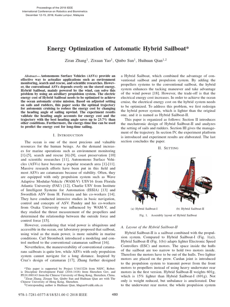 Energy Optimization of Automatic Hybrid Sailboat | PDF