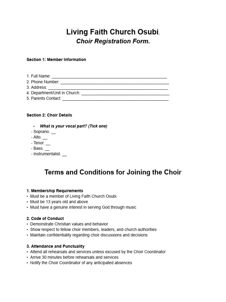 Choir Form | PDF