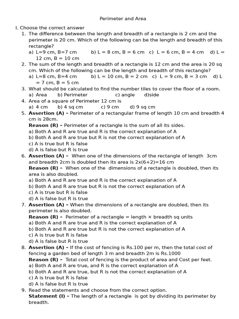 Area and Perimeter EP Book | PDF | Length | Area