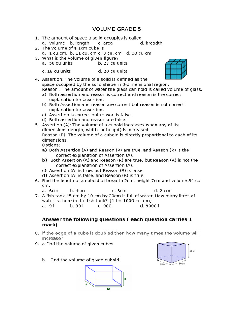 Volume Revision Ws 2025 | PDF | Volume | Length