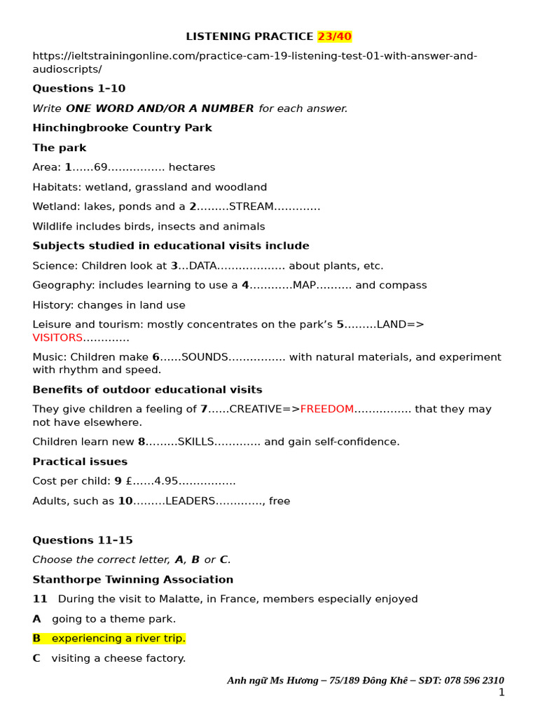 LISTENING PRACTICE THÁNG 3 2025 | PDF | Natural Environment