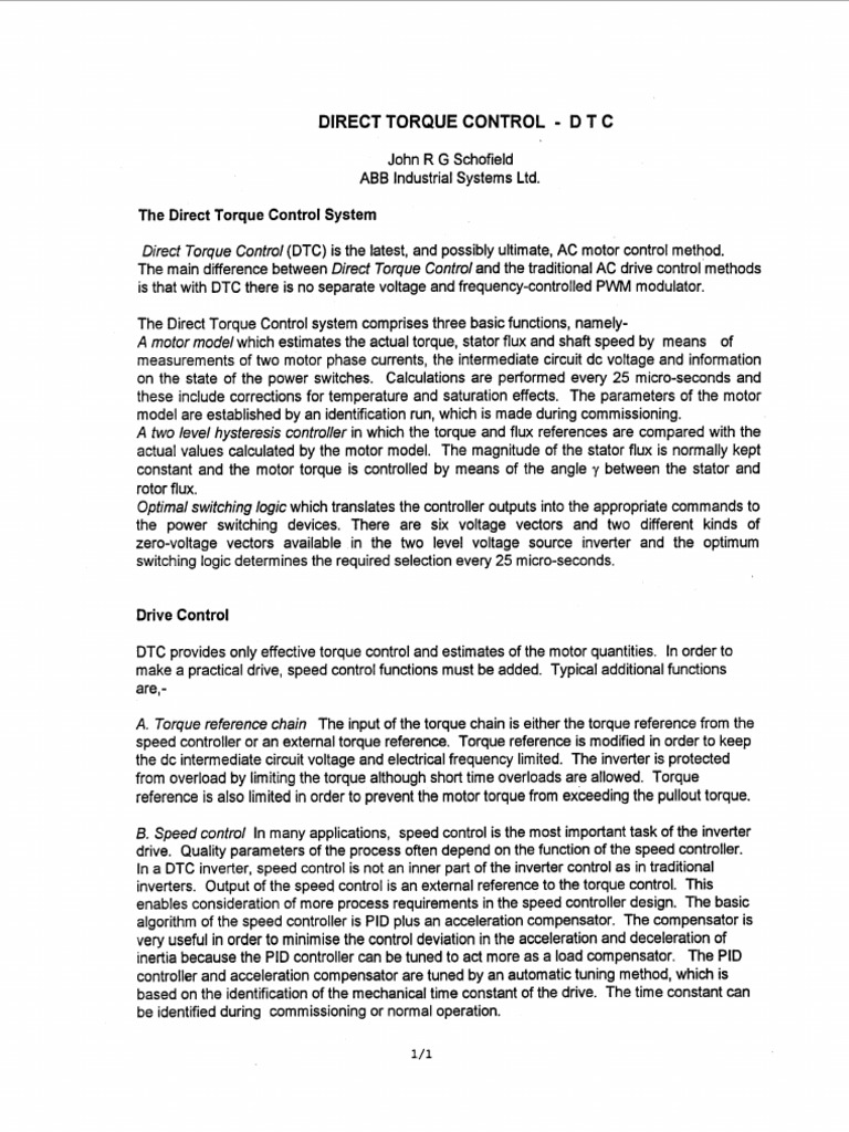 The Direct Torque Control System | PDF | Electric Motor | Power Inverter