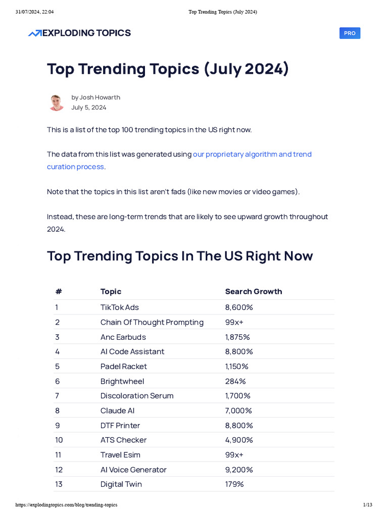 Emerging US Trends 2024 | PDF